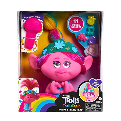 DreamWorks TrollsTopia Poppy Styling Head, 11 pieces, Kids Toys for Ag ...